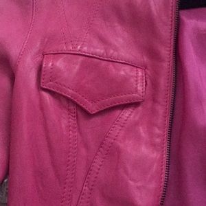 Versace | Jackets & Coats | Versace Hot Pink Real Leather Jacket | Poshmark